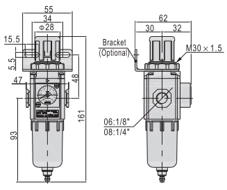 GFR300-08 GFR300-10 GFR300-15 automatic air Airtac precision GFR series ...